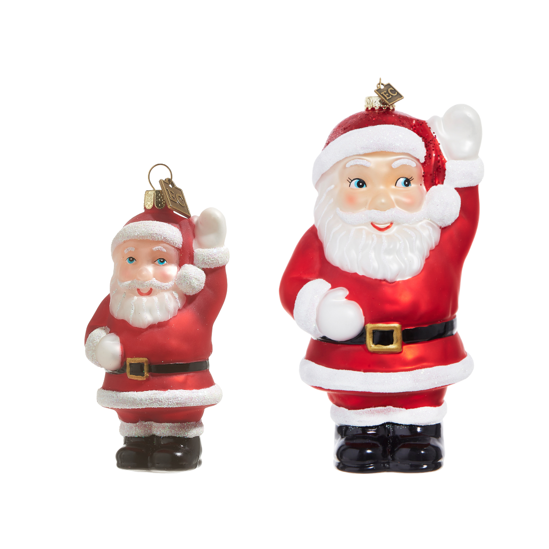 Blow Mold Waving Santa Ornament- 2 Sizes | Candy Cane Christmas Company