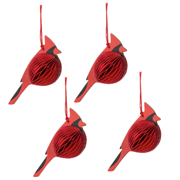 Honeycomb Cardinal Ornament Set | Candy Cane Christmas Company
