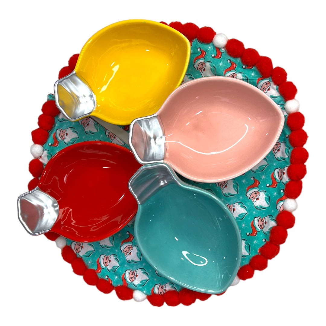Retro Ceramic Bulb Bowl Set | Candy Cane Christmas Company