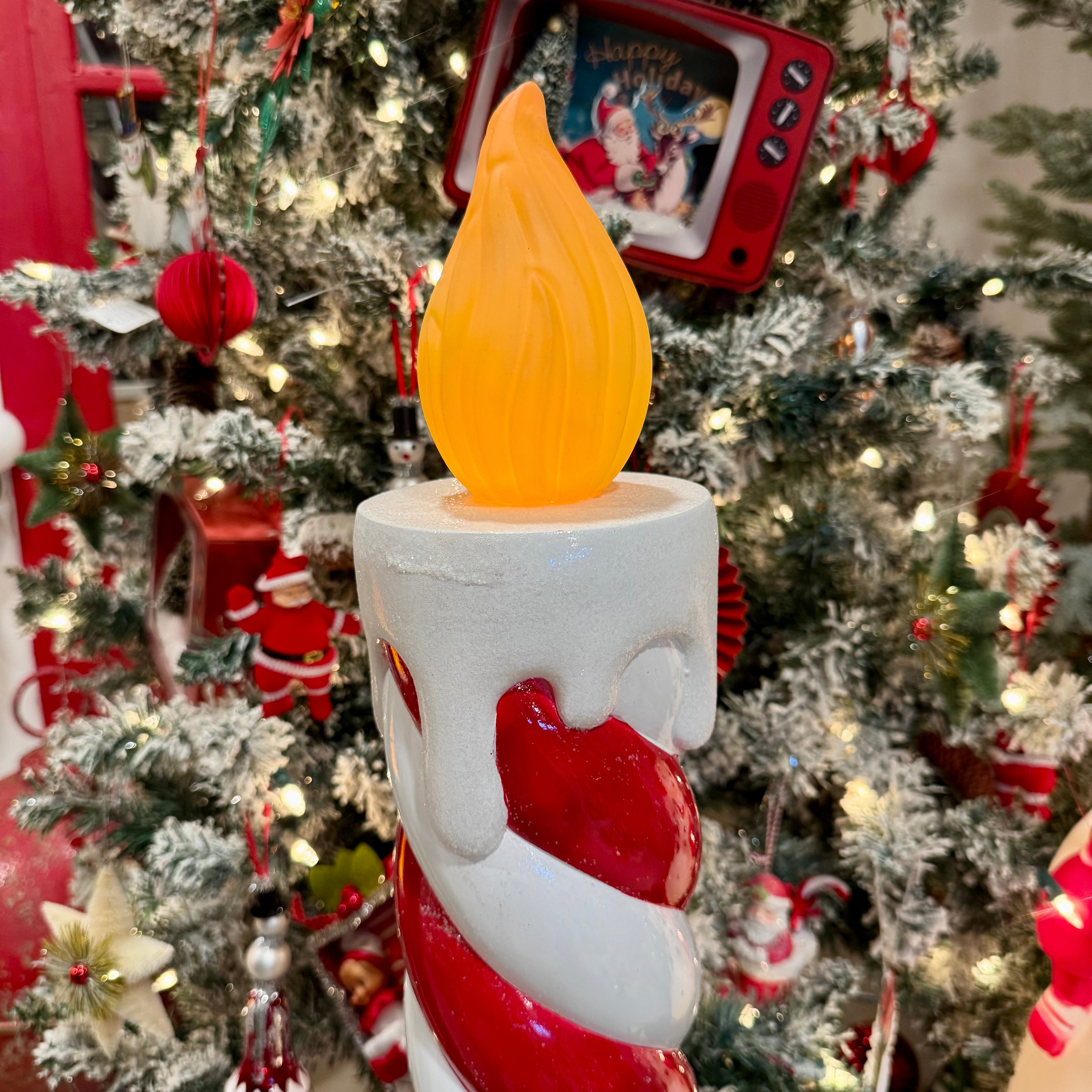 38" Red and White Swirl Candle | Candy Cane Christmas Company