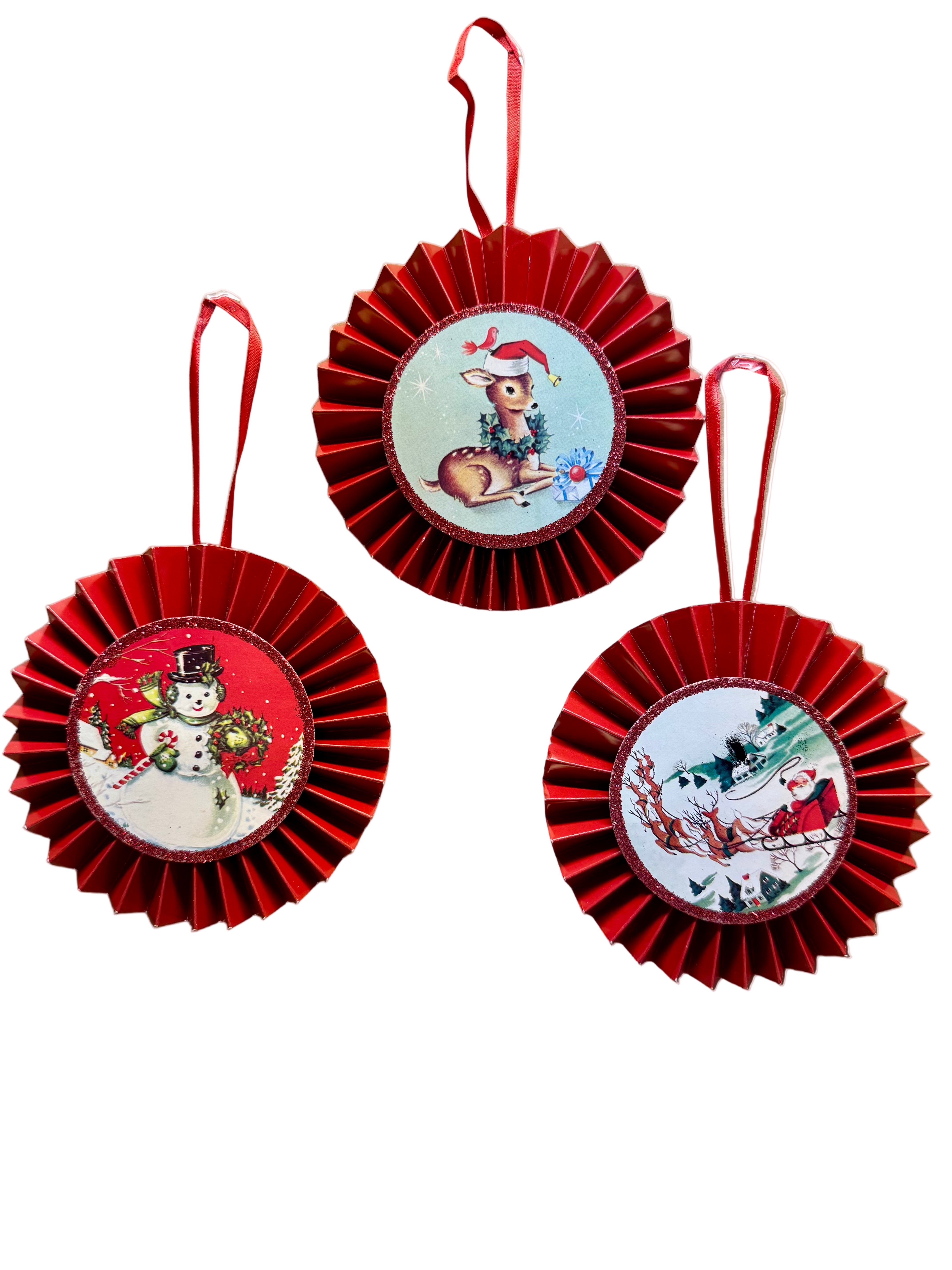Retro Holiday Disk Ornaments | Candy Cane Christmas Company