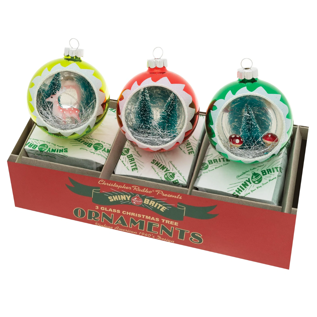 Shiny Brite Holiday Splendor Round Scene Ornament Set | Candy Cane ...
