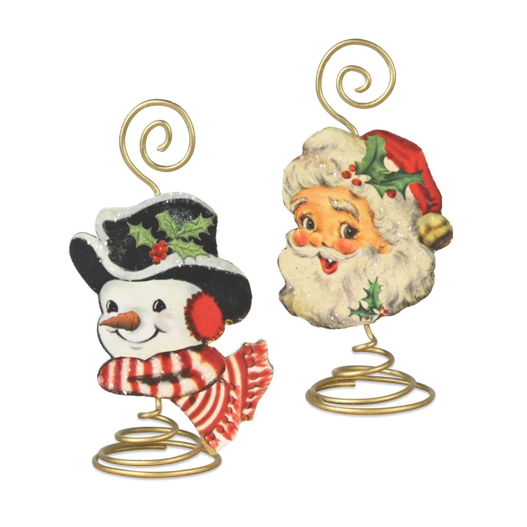 Retro Santa & Snowman Placeholder Set | Candy Cane Christmas Company
